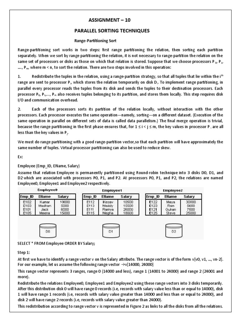 Assignment - 10 Parallel Sorting Techniques: Range-Partitioning Sort ...