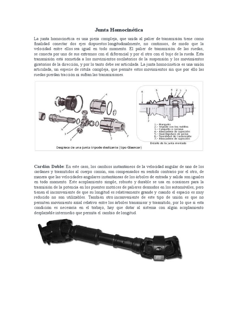 Junta Homocinética Pdf Cinemática Tecnologías Automotrices