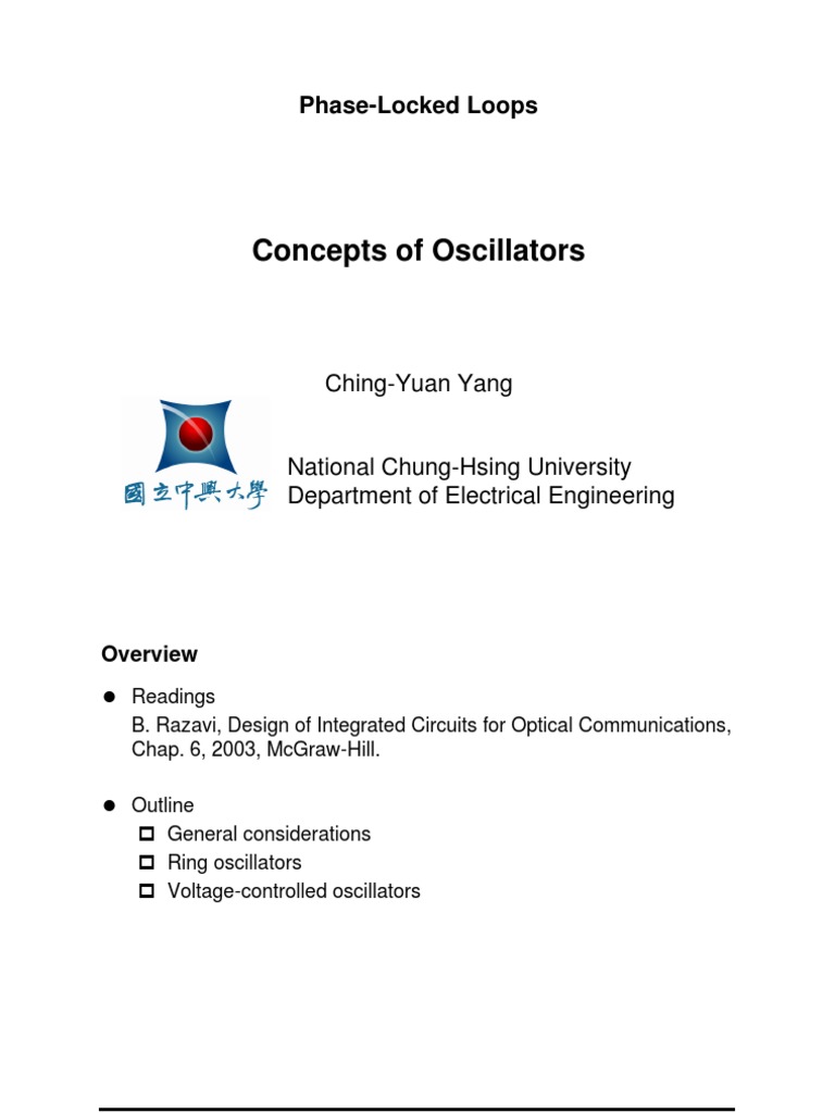 Concepts of Oscillators: Phase-Locked Loops | PDF | Oscillation ...