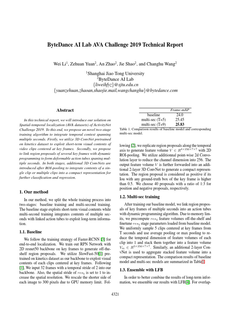 Bytedance Ai Lab Ava Challenge 2019 Technical Report | PDF | Emerging ...