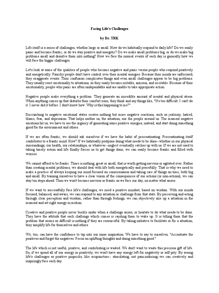 Facing Lifes Challenges | PDF | Mind | Perception