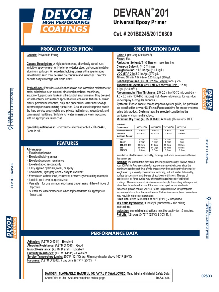 Devran 201: Cat. # 201B0245/201C0300 | PDF | Paint | Epoxy
