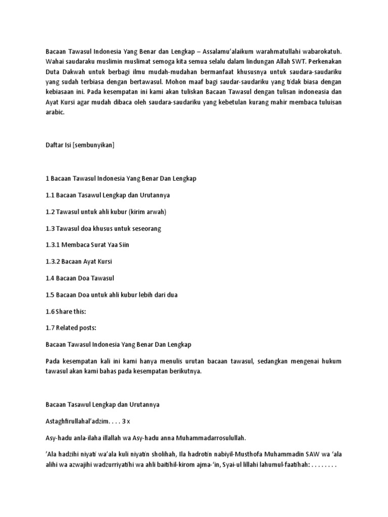 Bacaan Tawasul | PDF