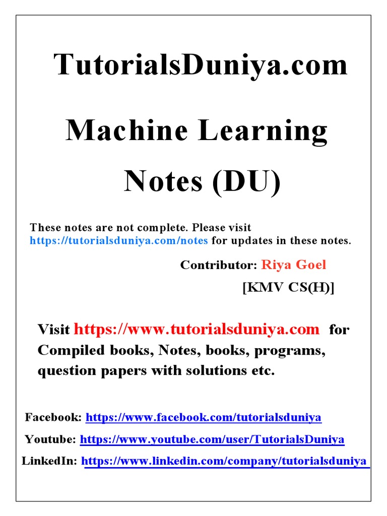 Machine Learning Notes | PDF | Business