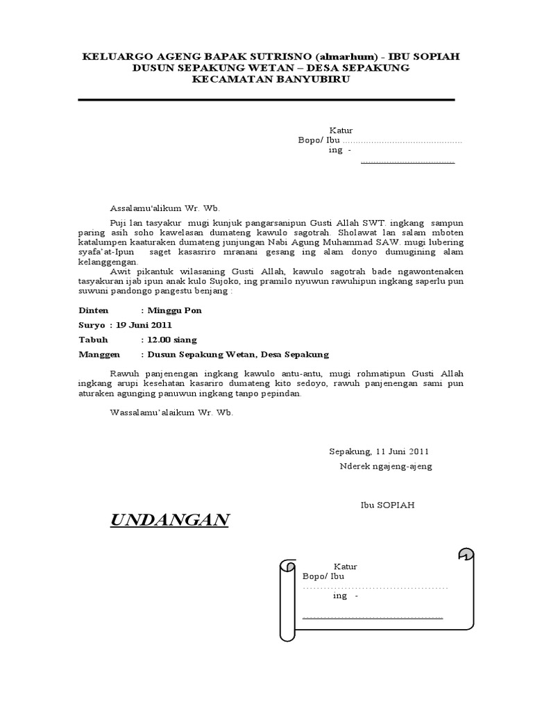 Contoh Serat Ulem Manten dan Ngunduh Mantu | PDF