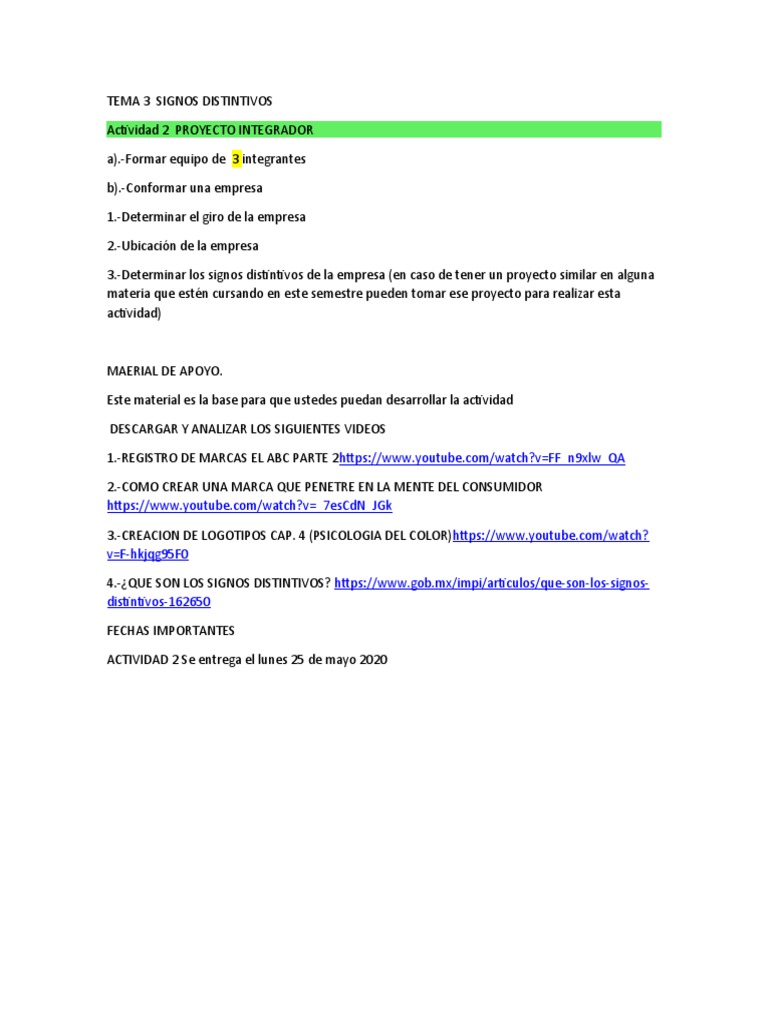 Tema 3 Signos Distintivos Act. 2 | PDF