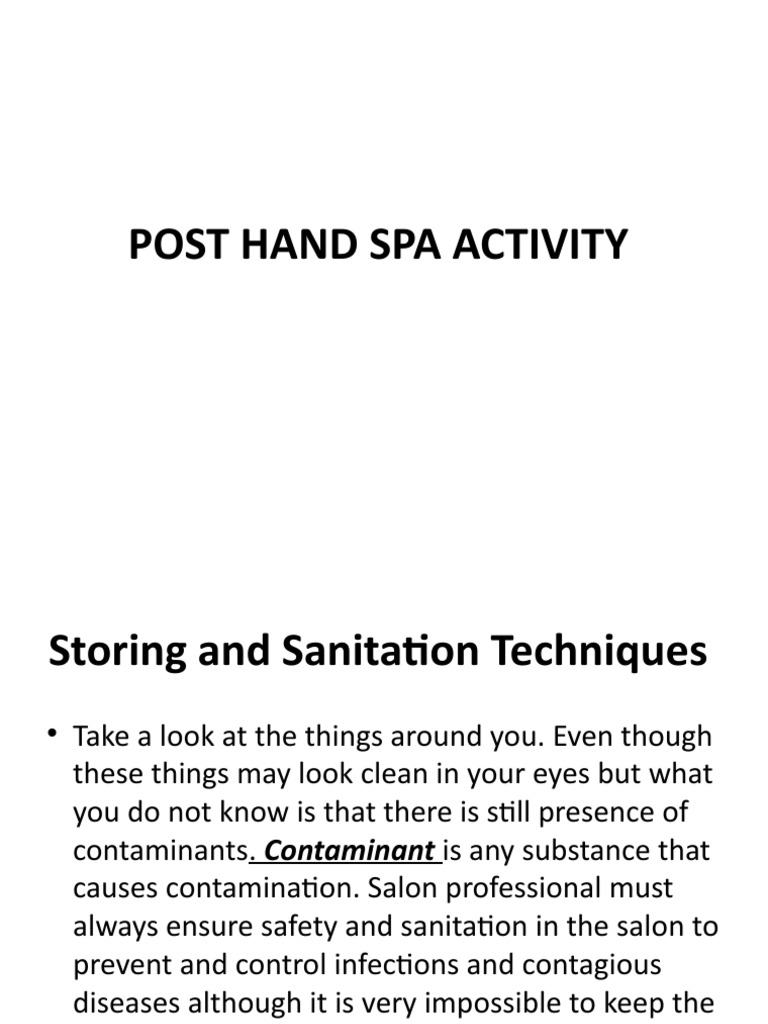 Post Hand Spa Activity | PDF | Infection | Sterilization (Microbiology)