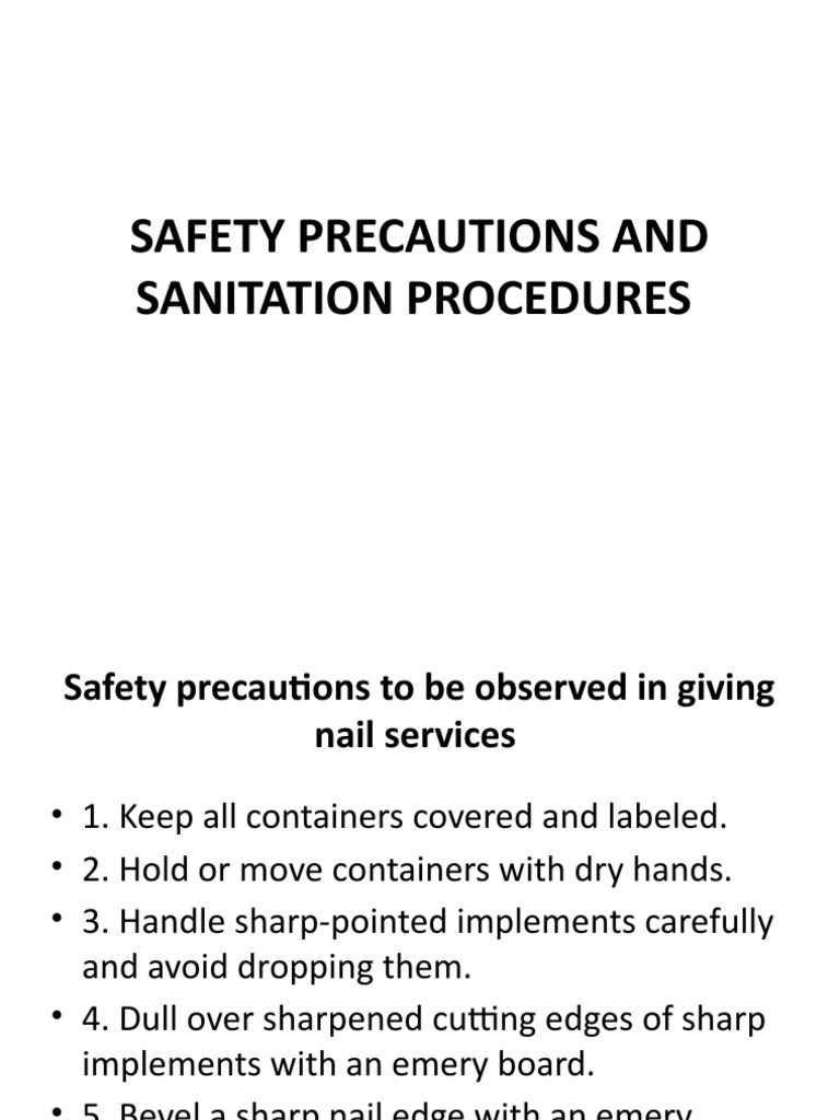 Safety Precautions and Sanitation Procedures | PDF