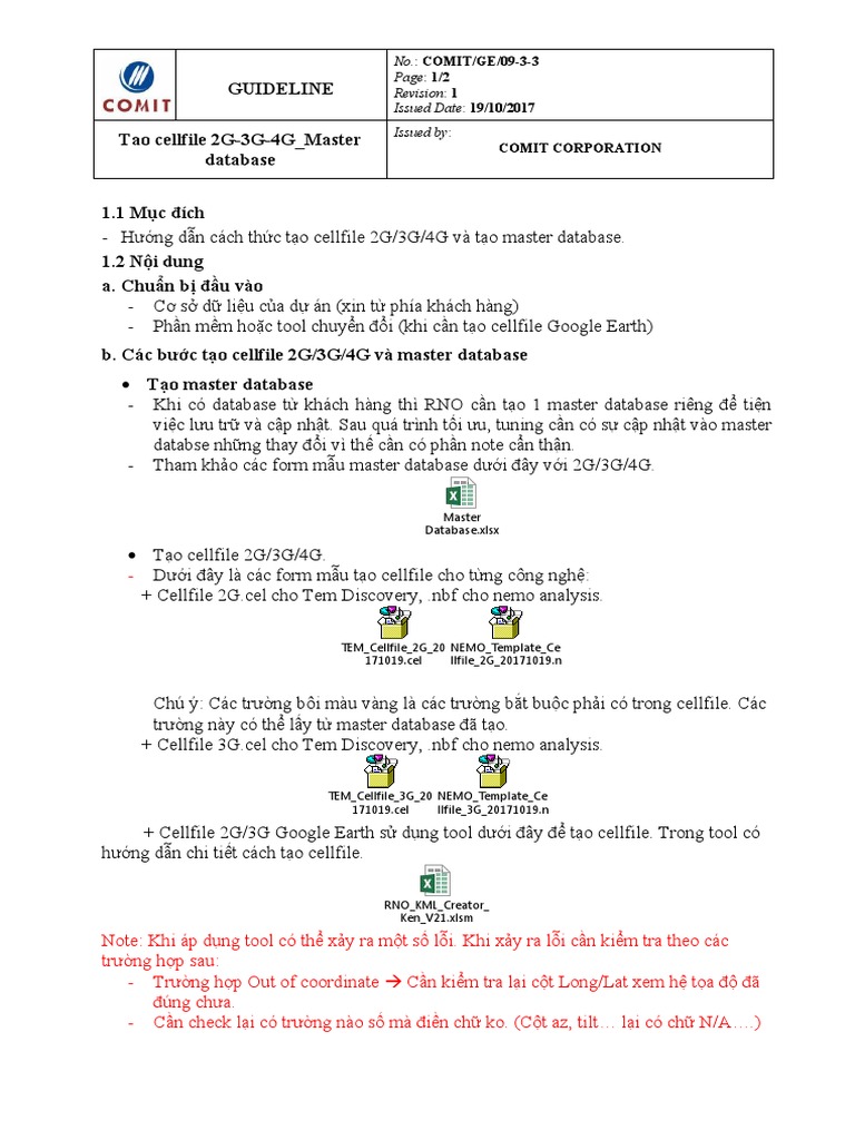 Guideline For Creating Cellfile 2G-3G-4G From Masterdatabase | PDF