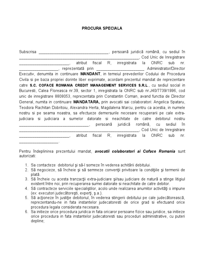 Procura Model Juridic | PDF