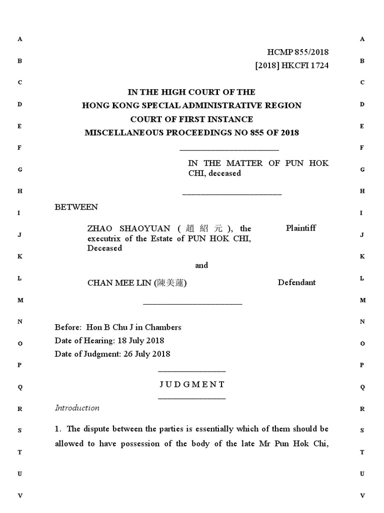 In The High Court of The Hong Kong Special Administrative Region Court ...