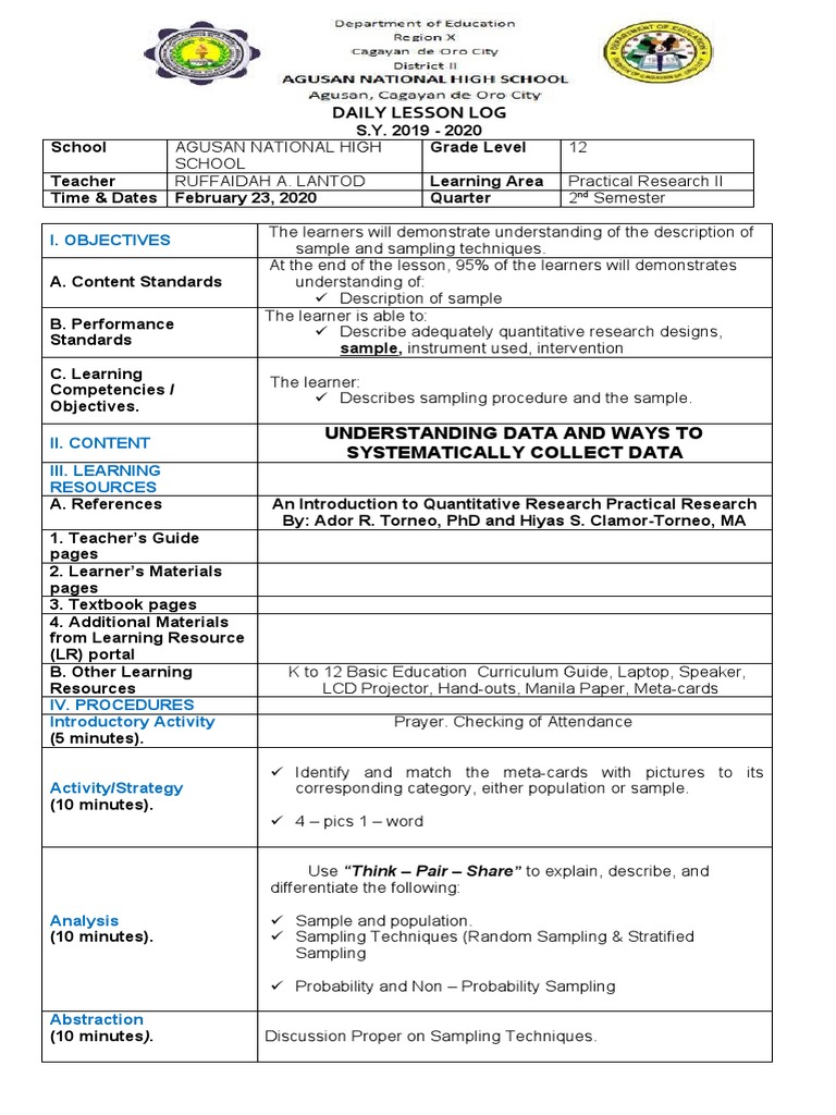 DLL On UNDERSTANDING DATA AND WAYS TO SYSTEMATICALLY COLLECT DATA ...