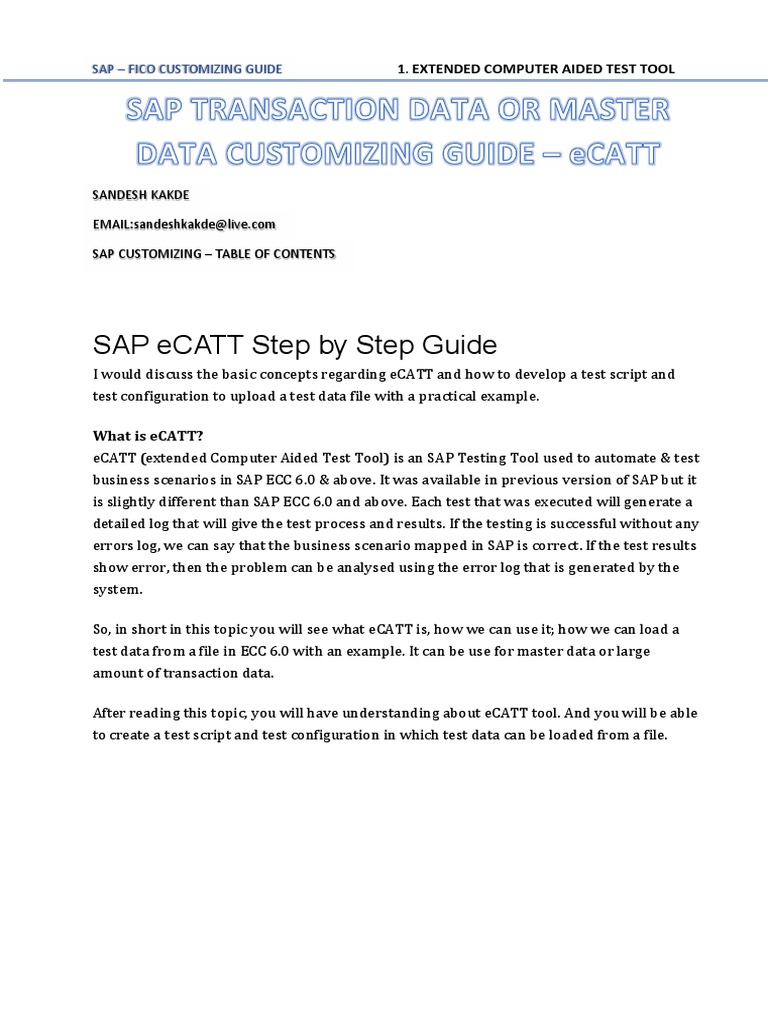 SAP eCATT Step by Step Guide | PDF | Icon (Computing) | Menu (Computing)