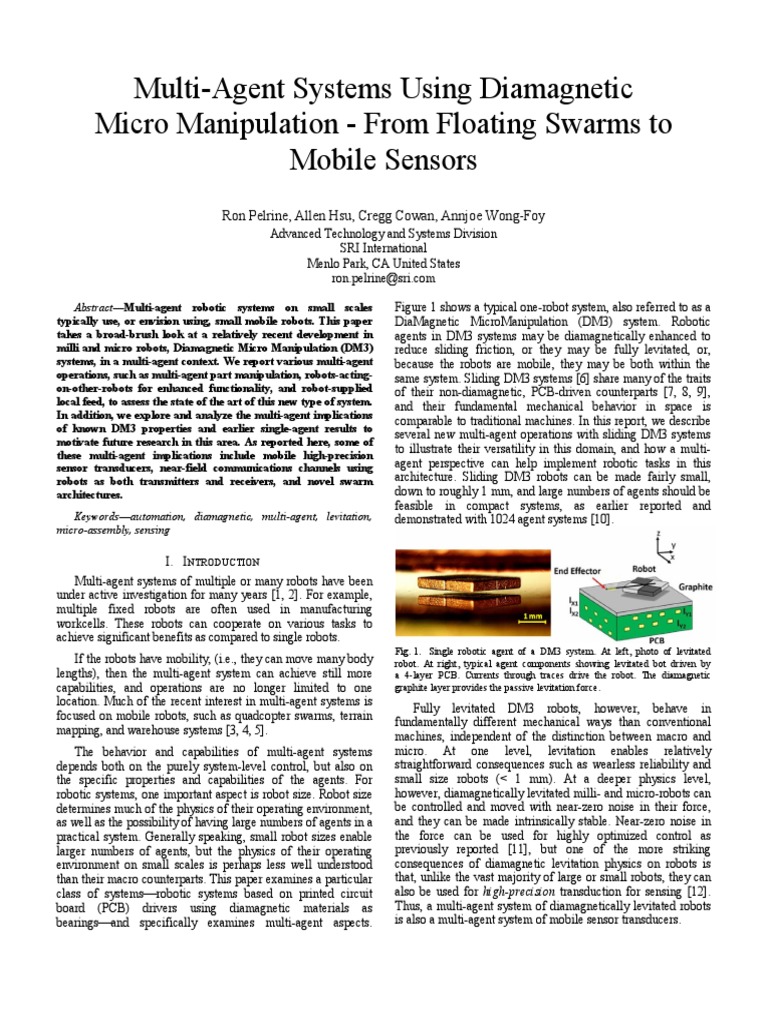 Multi-Agent Systems Using Diamagnetic | PDF | Bearing (Mechanical) | Robot