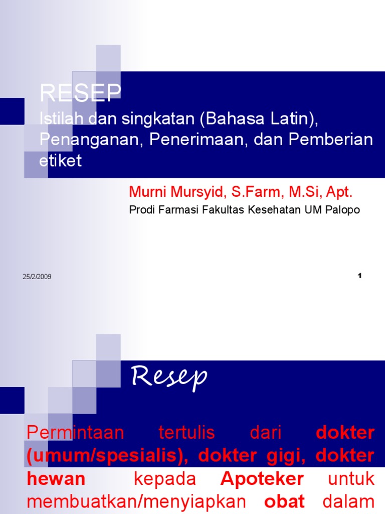 Panduan Penulisan Resep Obat yang Benar | PDF