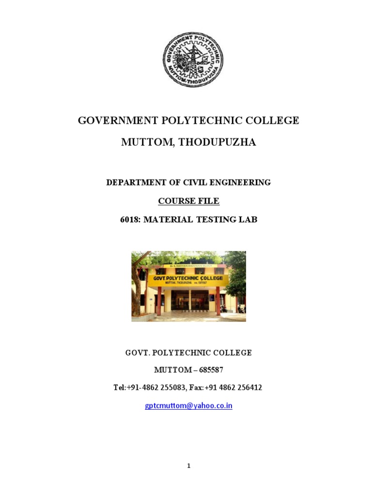 Government Polytechnic College Muttom, Thodupuzha: Course File 6018 ...