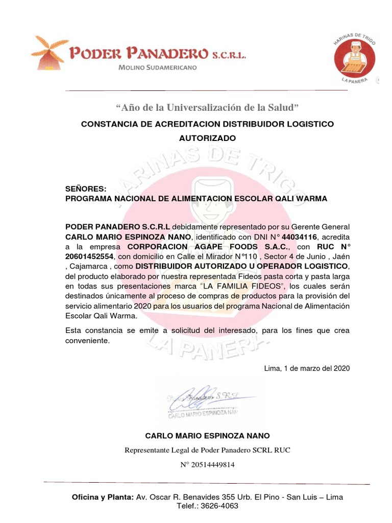 Constancia Distribuidor Autorizado | PDF