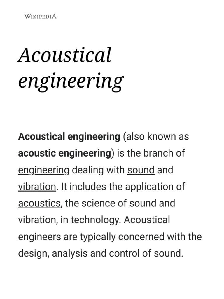 Acoustical Engineering - Wikipedia | PDF | Acoustics | Waves