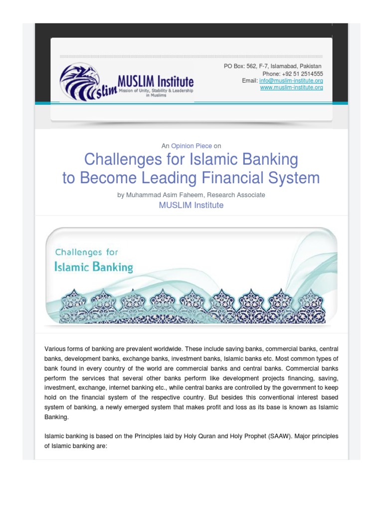Challenges For Islamic Banking | PDF | Islamic Banking And Finance | Banks