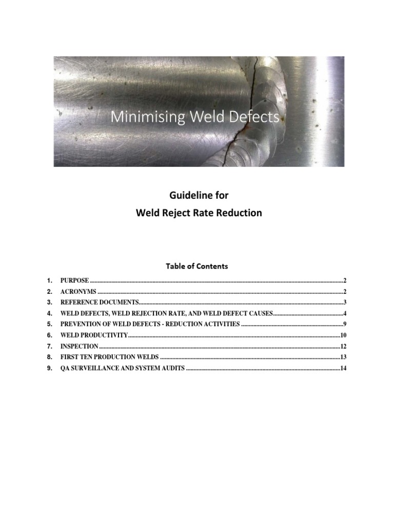 Guideline For Weld Reject Rate Reduction: Table of Contents | PDF ...