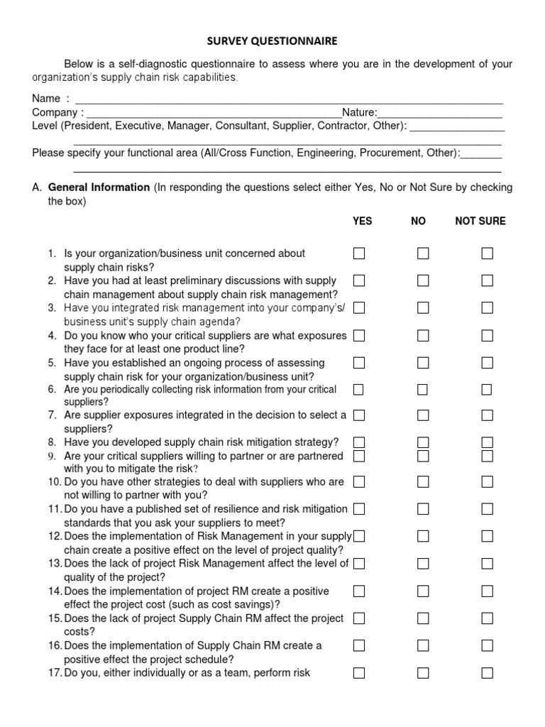 SURVEY QUESTIONNAIRE On CSCM | PDF | Supply Chain | Risk Management
