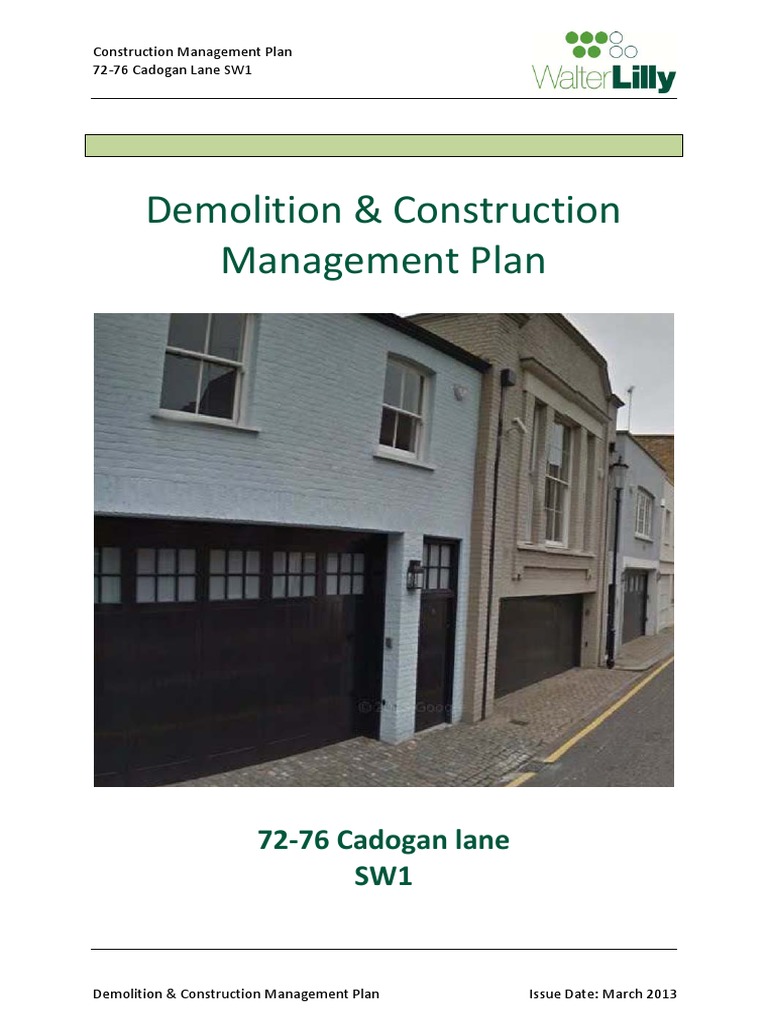 Demolition & Construction Management Plan: 72 76 Cadogan Lane SW1 ...