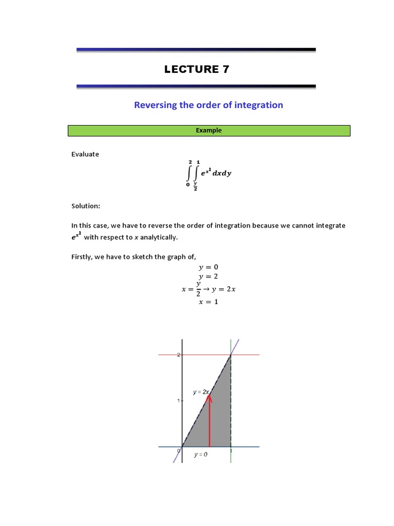Reversing The Order of Integration: Evaluate | PDF | Integral ...