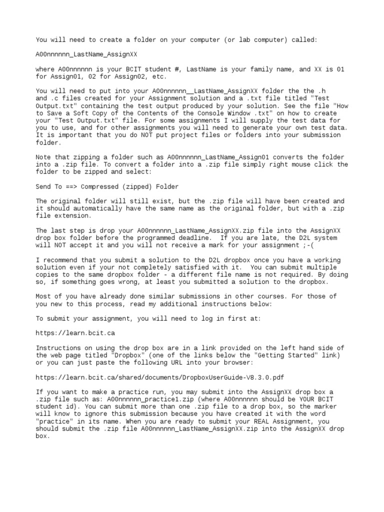 How To Submit To D2L | PDF | Zip (File Format) | Computer File