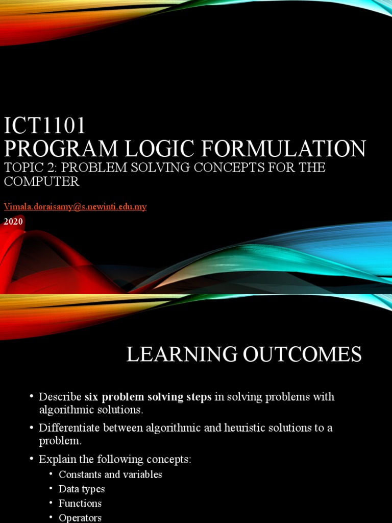 Topic 2 - Problem Solving Concepts For The Computer | Download Free PDF | Variable (Computer ...