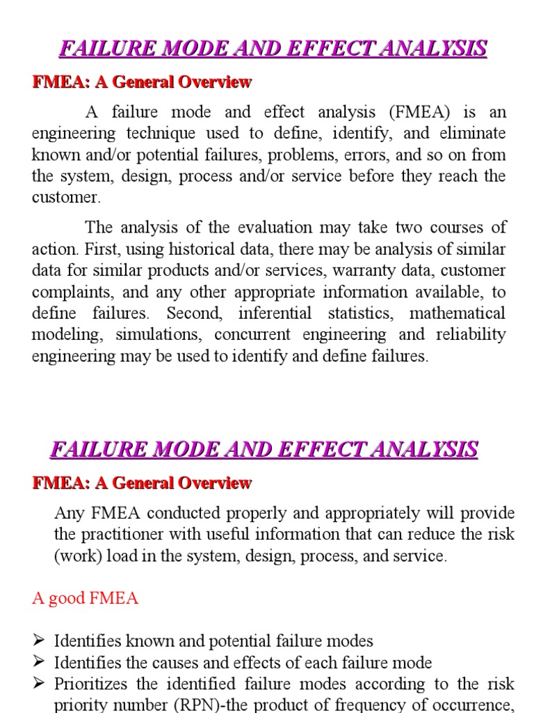 Failure Mode and Effect Analysis | PDF | Analysis | Mechanical Engineering