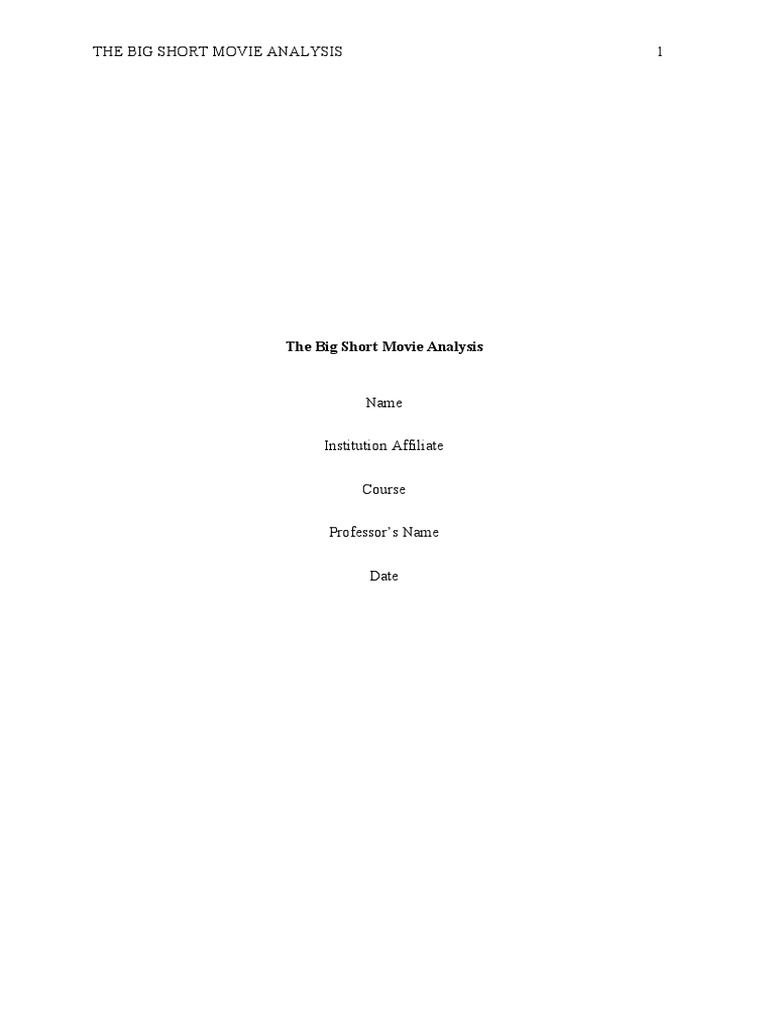 The Big Short Movie Analysis | PDF | Collateralized Debt Obligation ...