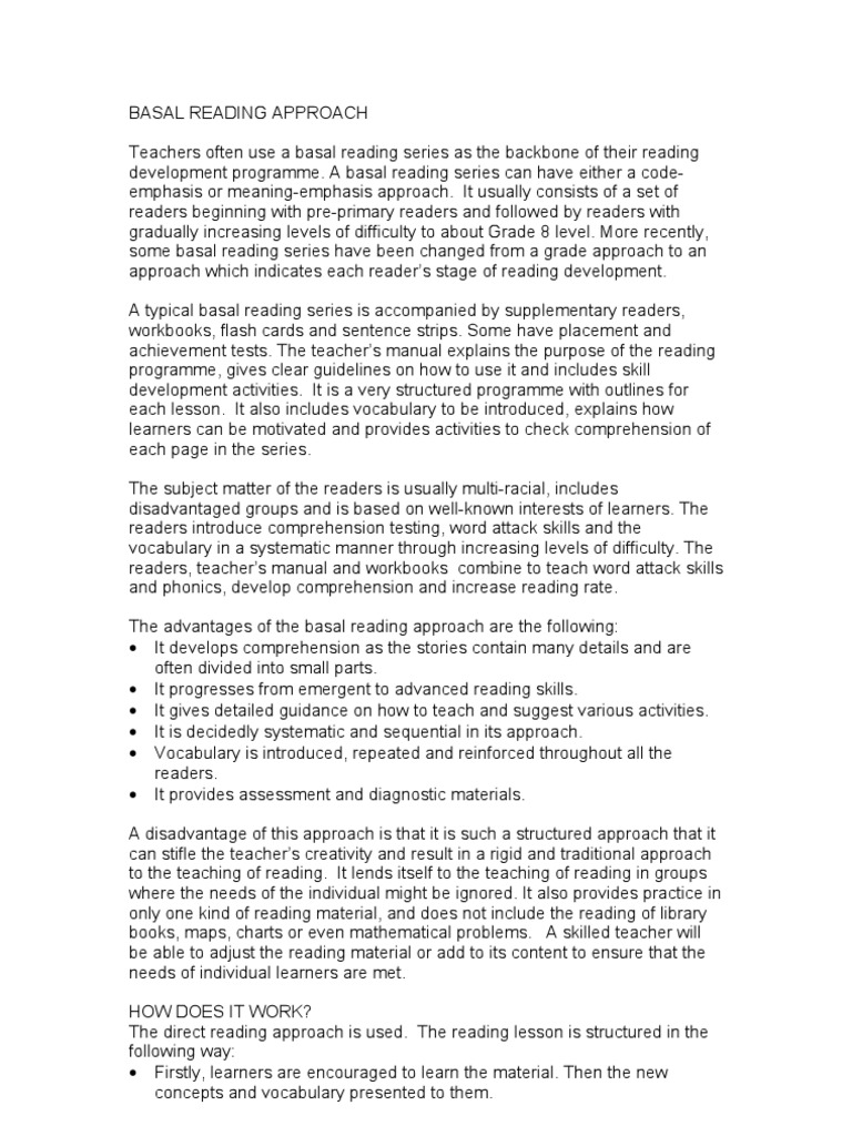 Basal | Download Free PDF | Reading Comprehension | Phonics