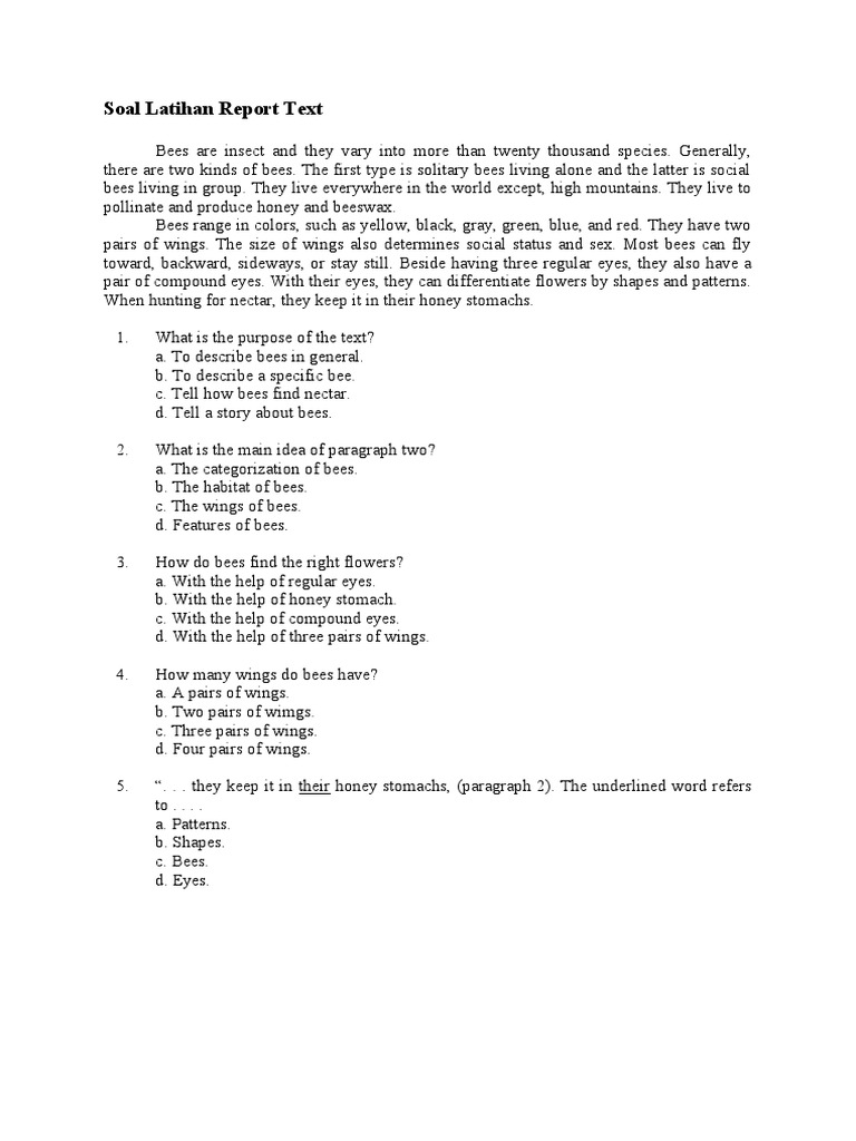 Soal Latihan Report Text Kelas 9 | PDF