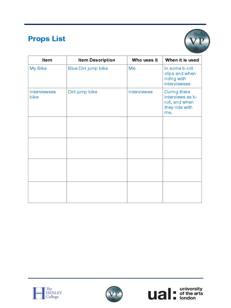 Props List | PDF