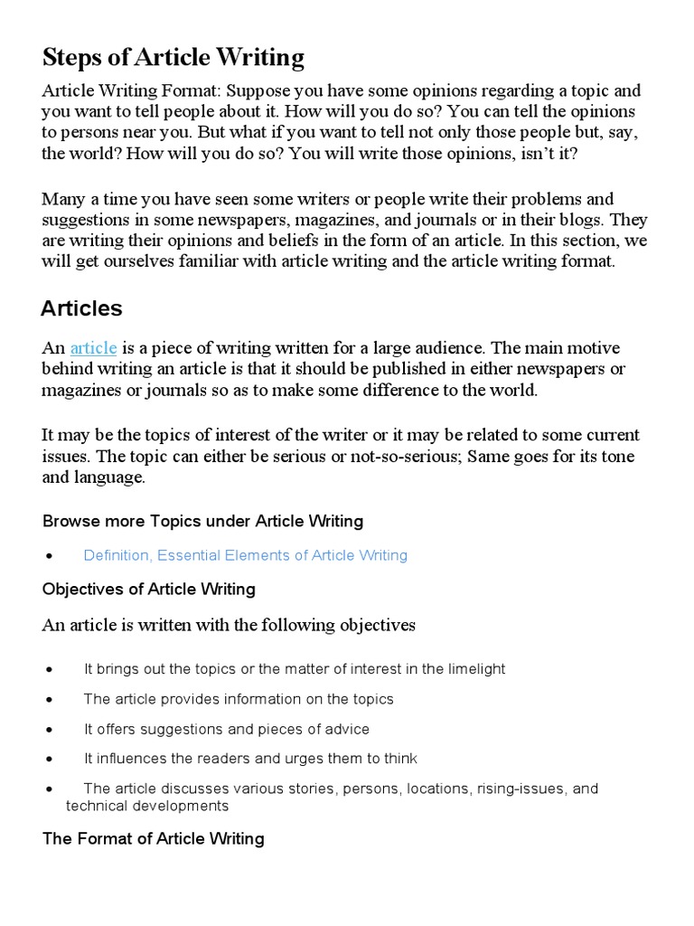Steps of Article Writing | PDF | Writers | Logic