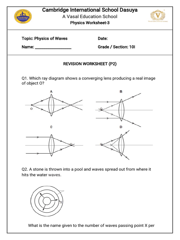 10I - Phy - QP - p2 - Physics of Waves (WS-3) 28.04.2020 PDF | PDF