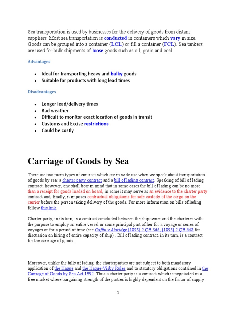 Introduction To Shipping and Logistics | PDF | Bill Of Lading | Trade