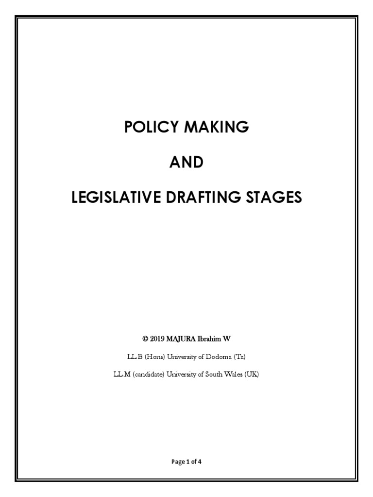 Policy Making and Legislative Drafting S PDF | PDF | Bill (Law ...