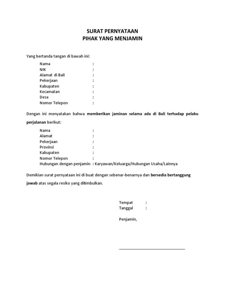 Surat Penjamin | PDF