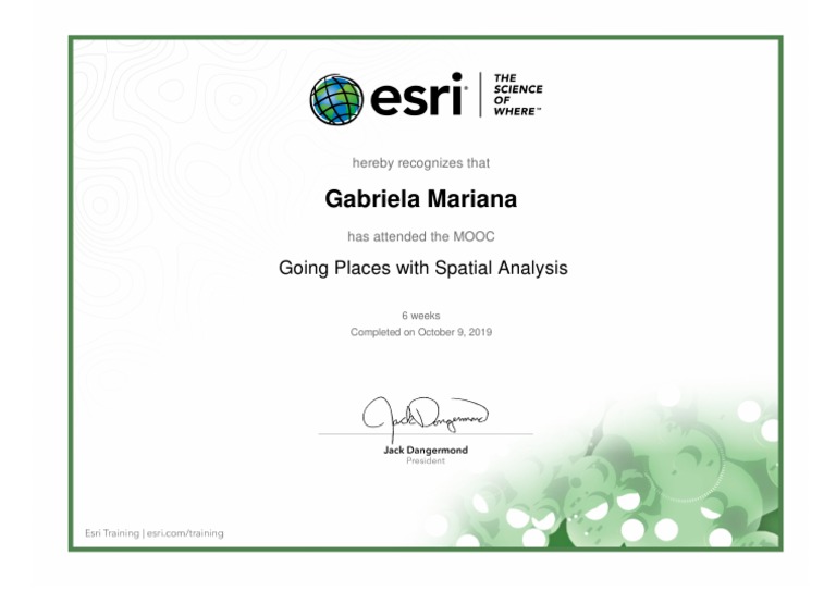 Going Places With Spatial Analysis - Certificate - 10092019 | PDF
