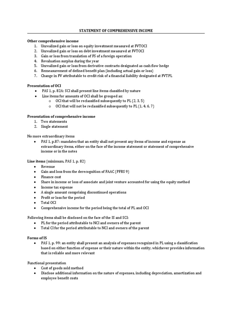 Comprehensive Income Statement Overview | PDF | Expense | Equity (Finance)