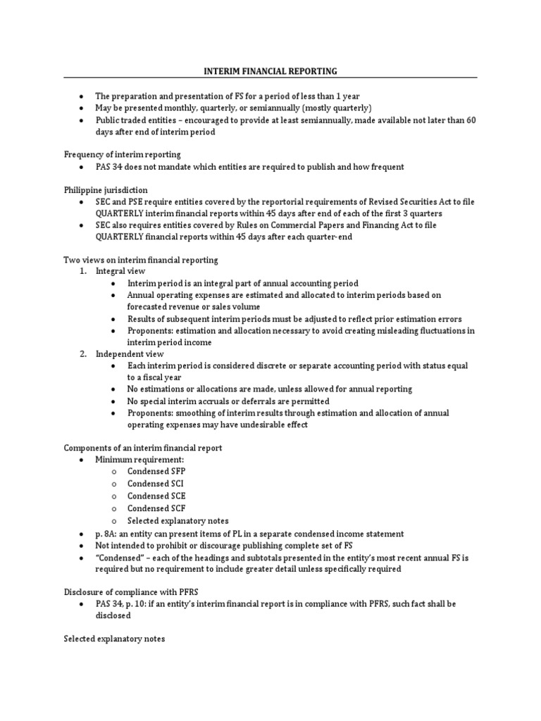 04 - Notes On Interim Reporting | PDF | Financial Statement | Income ...