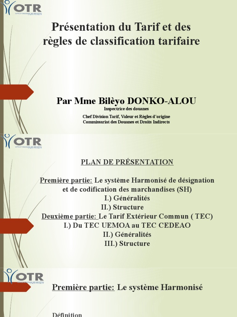 Présentation Du Tarif Et Des Règles de Classification | PDF | Commerce ...