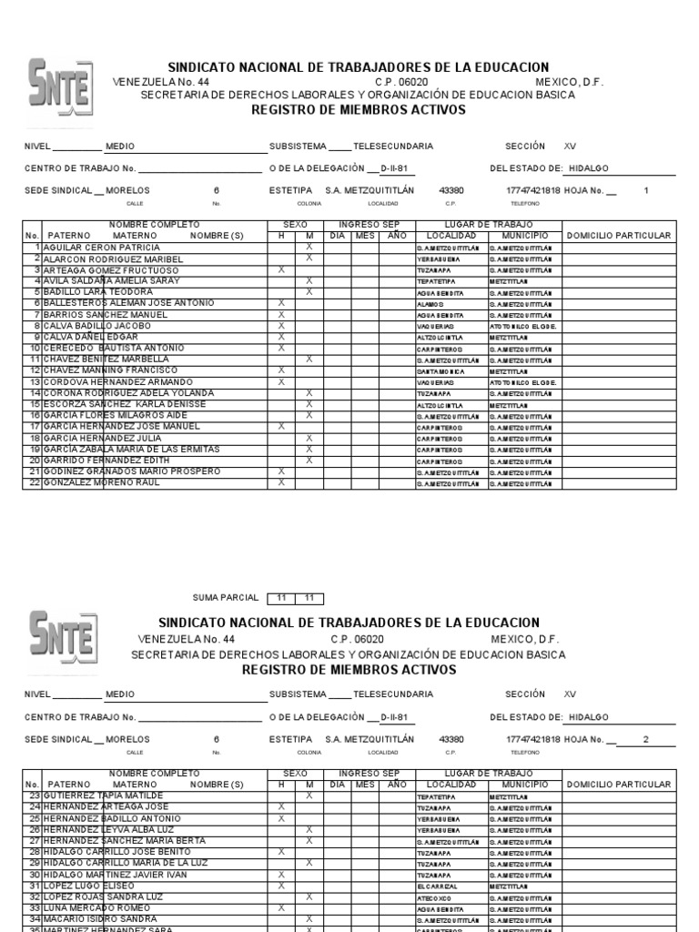 Plantilla Snte 1 | PDF | Movimientos sociales | México
