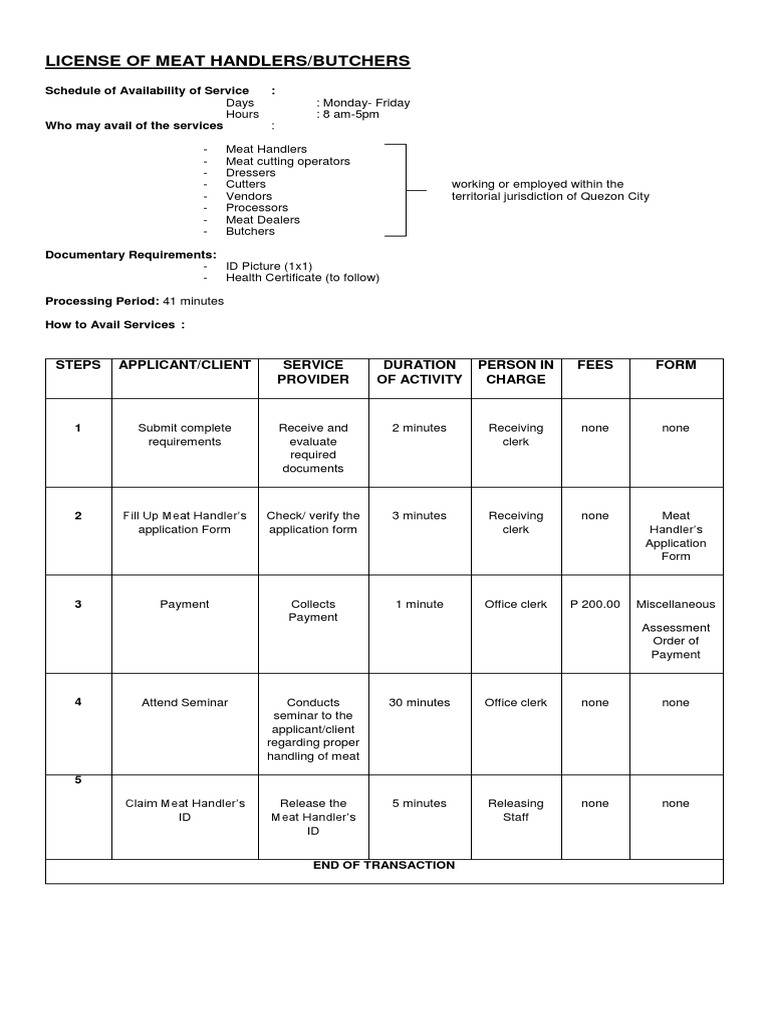 License of Meat Handlers/Butchers | PDF | Slaughterhouse | Animals And ...