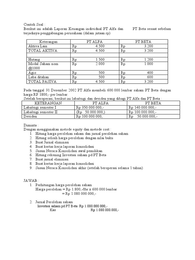 Contoh Soal PENGGAB PERSH-2 | PDF