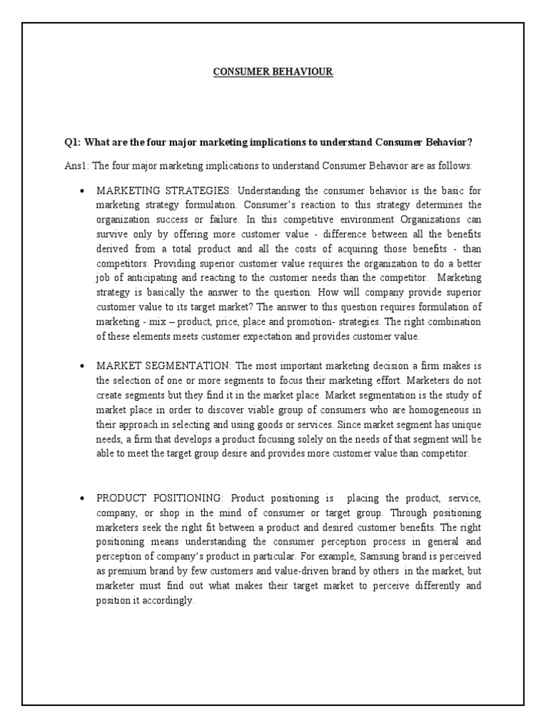 Consumer Behaviour Assignment | Download Free PDF | Marketing ...
