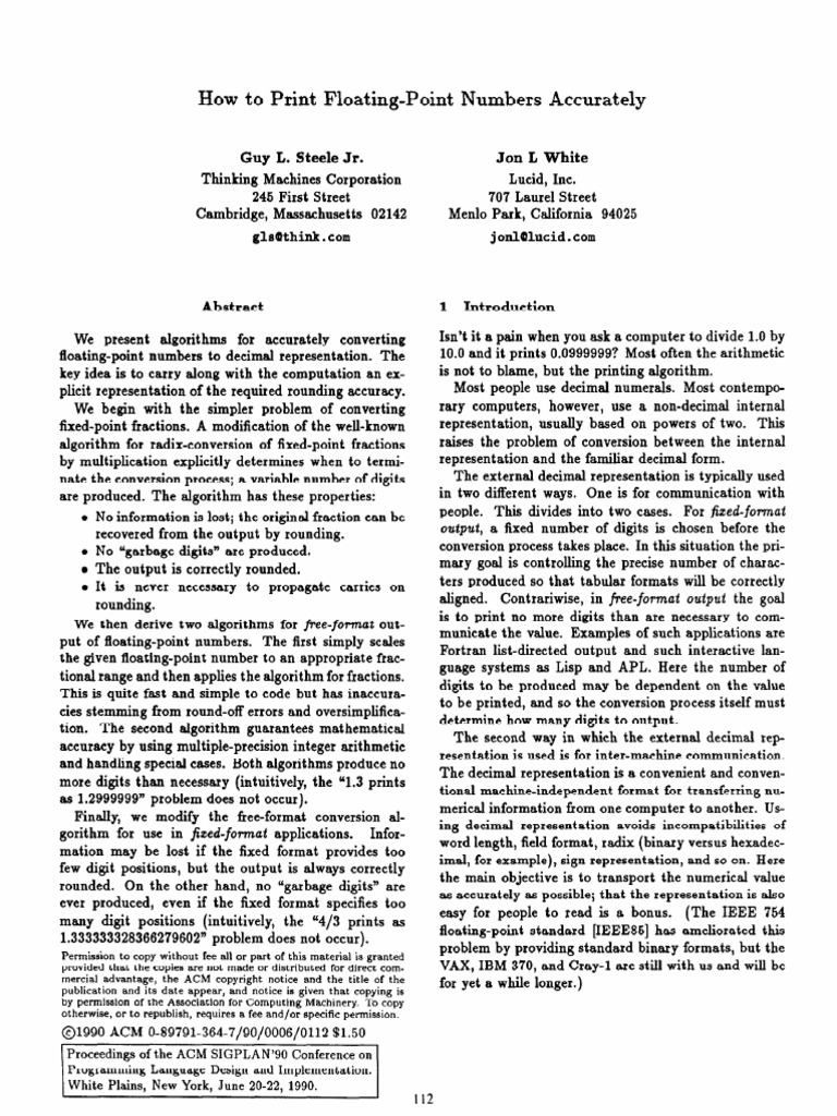 How To Print Floating-Point Numbers Accurately | PDF | Rounding | Numbers