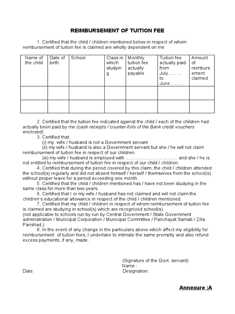 Tution Fee Reimbursement | PDF | Fee | Payments