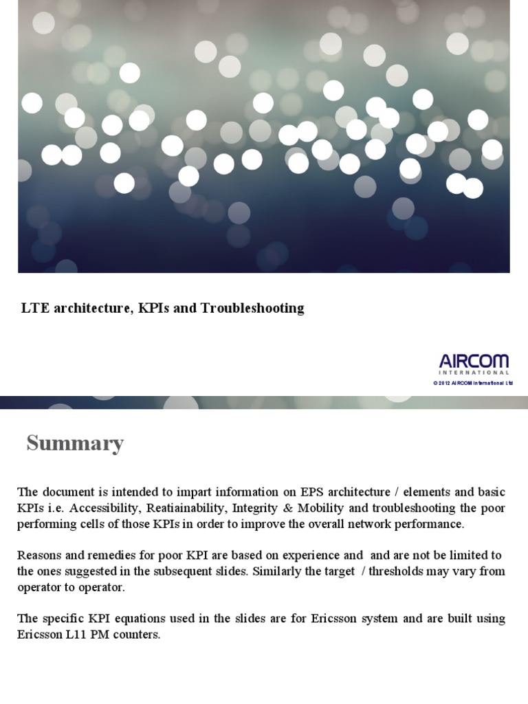 Ericsson LTE Architecture KPIs and Troubleshooting Aircom | PDF ...
